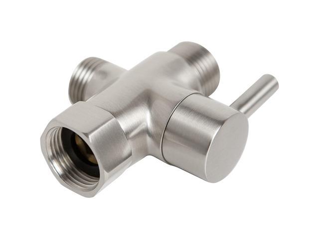 Brass T-Valve Adapter for Handheld Bidet 3 Way Shut Off Brushed Nickel ...