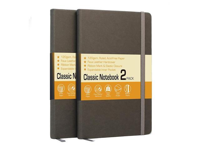 Professional Notebook Journal 2 Pack Faux Leather Hardcover 200 Page ...
