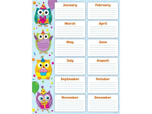 Carson Dellosa Colorful Owls Birthday Chart (114199) - Newegg.com