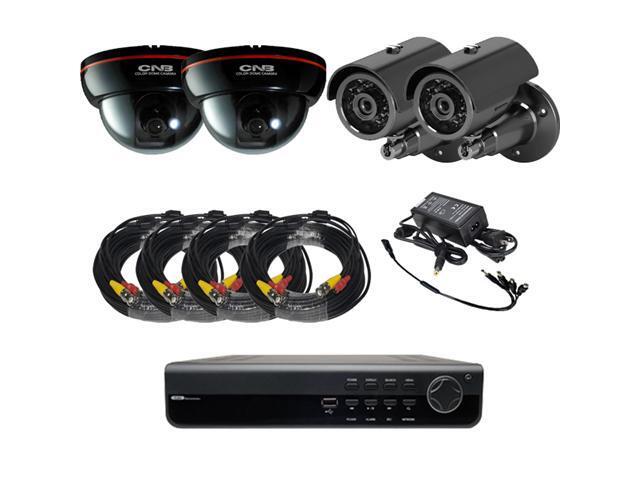 4ch DVR Package - H.264 Elite DVR, dome and IR camera combo power ...
