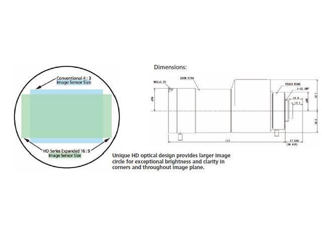 Computar Ganz High Quality CCTV Camera Lens HG5Z2518FC-MP 3 Megapixel, 1/2" 25-135mm F1.8 ...