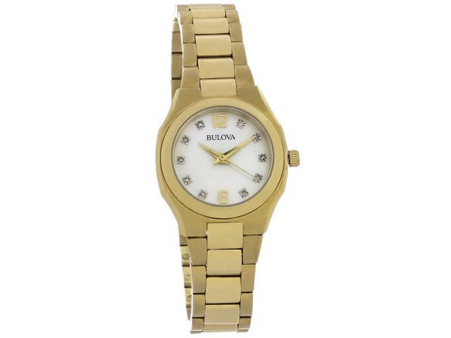 Bulova 97P109 Women's Diamond Gallery MOP Dial Gold Plated Steel ...