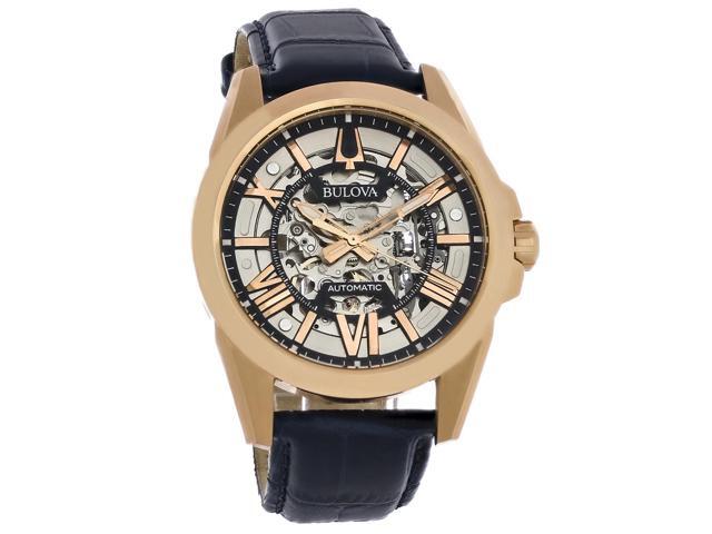 Bulova Sutton Mens Rose Gold PVD Stainless Steel Automatic Watch 97A161 ...