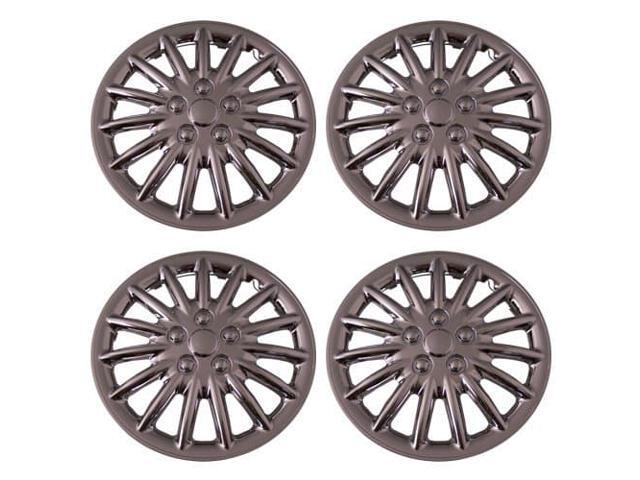 Set of 4 Chrome 17 Inch Aftermarket Replacement Hubcaps with Metal Clip ...