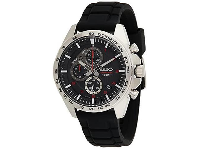 Seiko Mens Black Dial Stainless Steel Chronograph Quartz Watch SSB325 ...