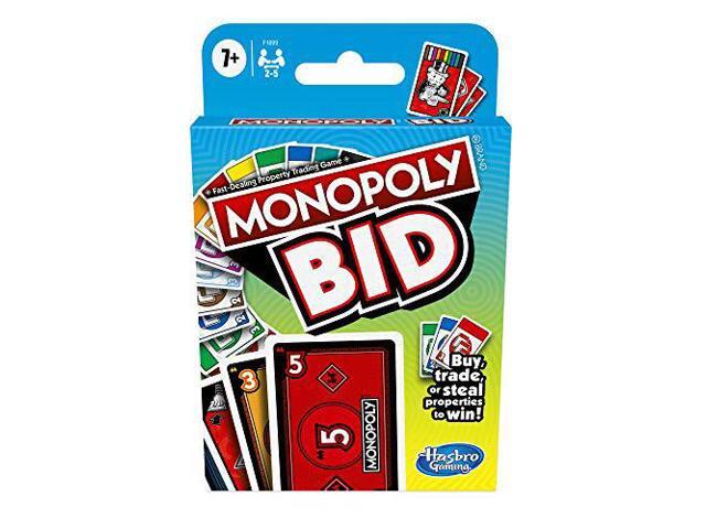 Monopoly Bid Fast-Playing Matching Family Friendly Fun Card Game Hasbro ...