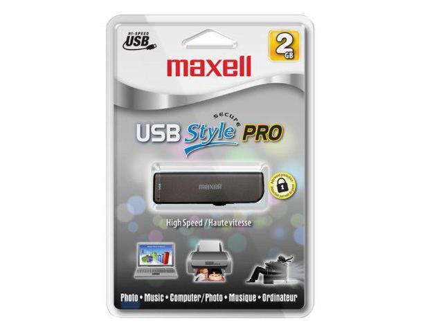 Maxell USB Style PRO USB-502 2 GB USB Flash Drive - Metallic Gray - 1 ...