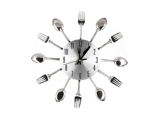 Kitchen Decor Spoon Fork Clock, Silver, 1 Each - Newegg.com