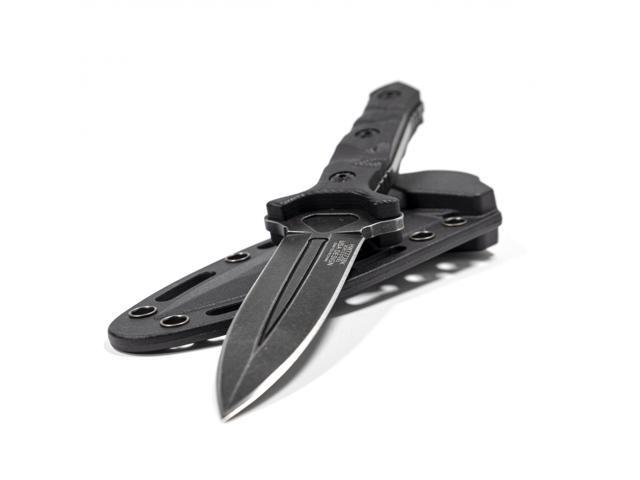 ASR Tactical Black Double-Edged Knife 4" Blade Full Tang Kydex Sheath ...