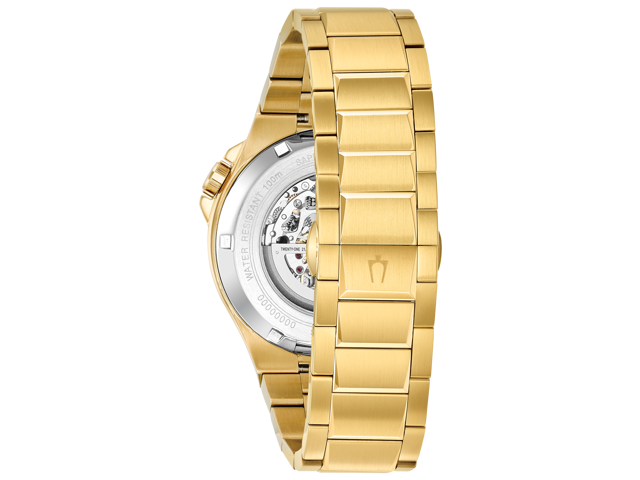 Bulova Classic Mens Gold Plated Stainless Steel Automatic Watch 98A178 ...