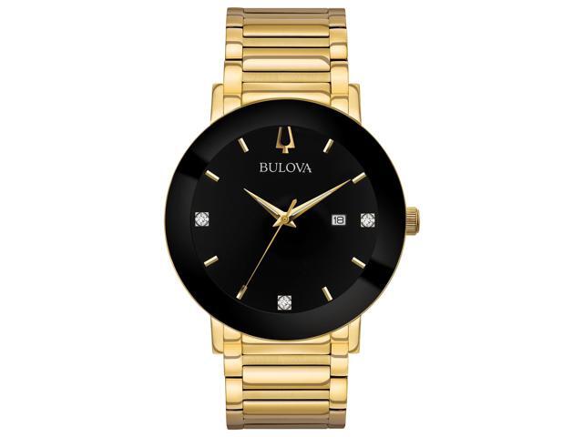 Bulova Mens Futuro Diamond Gold Tone Plated Steel Quartz Watch 97D116 ...