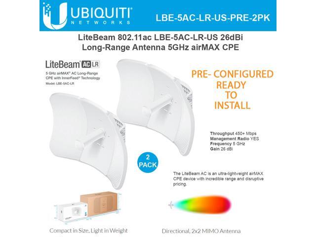 Ubiquiti Networks LiteBeam AC LR LBE-5AC-LR-US Pre-Configured 26 dBi 5 ...
