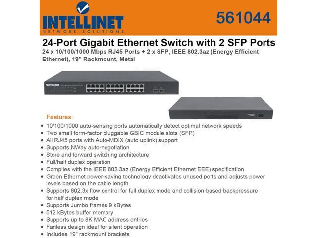 Intellinet 24-Port Gigabit Ethernet Switch with 2 SFP Ports - Newegg.com