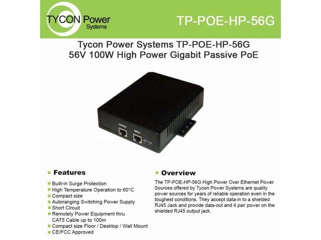 Tycon Power TP-POE-HP-56G - 56V 100W High Power Gigabit Passive POE ...