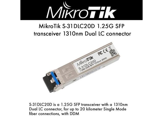 MikroTik S-31DLC20D, Transceiver 1.25G DDM SFP 1310nm Dual LC connector ...