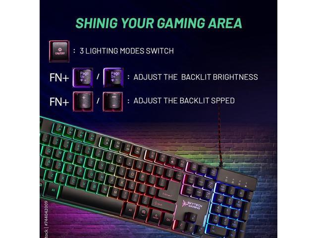 Skytech Gaming French K-1000 RGB Gaming Keyboard, 104 Keys USB Wired ...