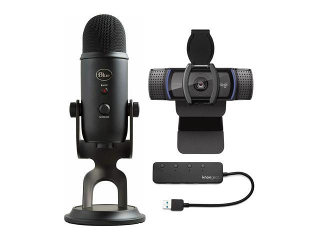 Blue Microphone Yeti USB Microphone Blackout with Webcam and 4-Port USB ...