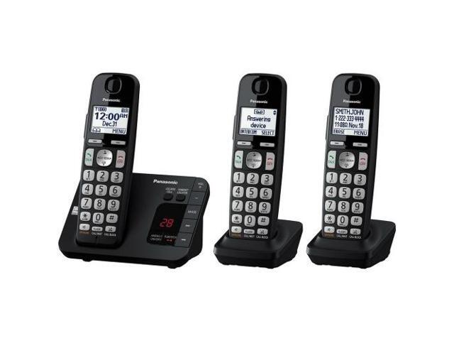 Panasonic KX-TGE433B 3 Handset Cordless Phone - Newegg.com