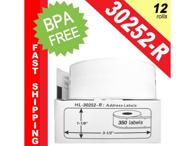 DYMO-Compatible 30252-R REMOVABLE Address Labels (1-1/8" x 3-1/2 ...