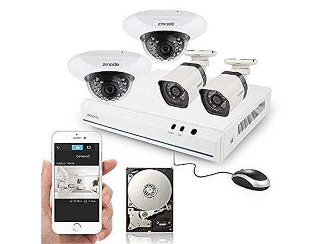 Open Box: Zmodo 8CH HDMI NVR 2 Bullet Outdoor+2 Dome Indoor 720P HD PoE ...