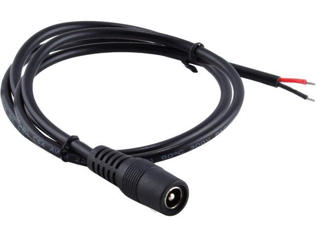 3ft 5.5x2.5mm Female DC Power CCTV Pigtail Cable 18AWG Copper Wire 5V ...