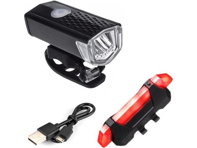 LED Bike Light Combo USB Rechargeable Headlight Rear Taillight Set ...