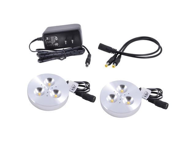 2X ABI 3W LED Puck Light Kit for Kitchen Bookshelf Showcase, Warm White ...