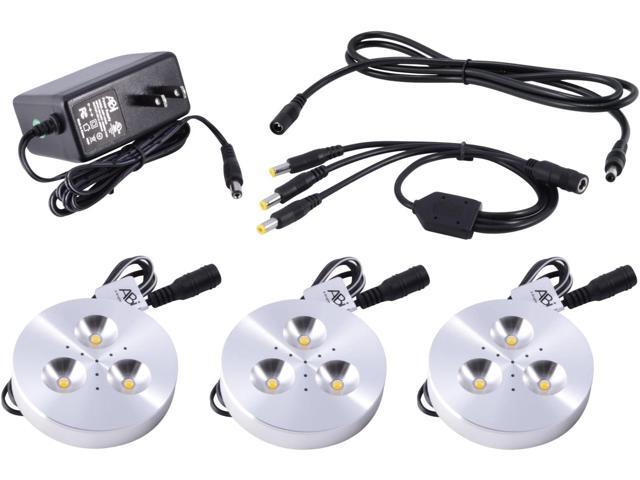 3X ABI 3W LED Puck Light Kit for Kitchen Bookshelf Showcase, Cool White ...