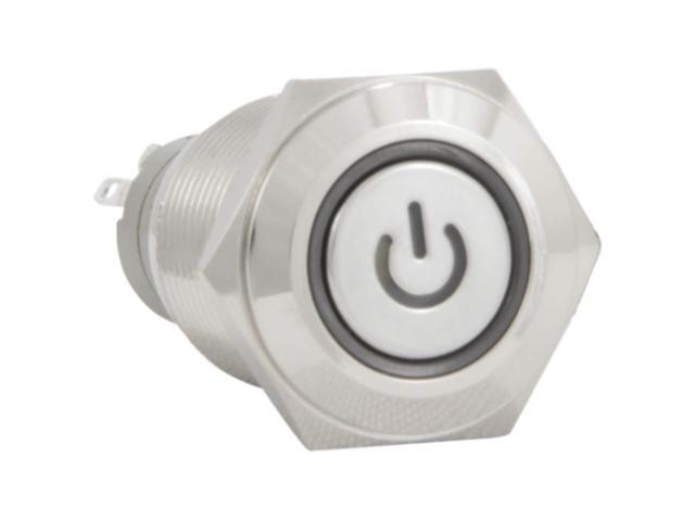 16mm 12V Momentary Push Button Power Switch Stainless Steel White LED ...