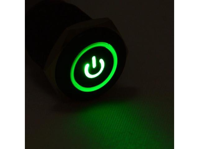 JacobsParts Momentary Pushbutton Starter Switch Circular Metal Black ...