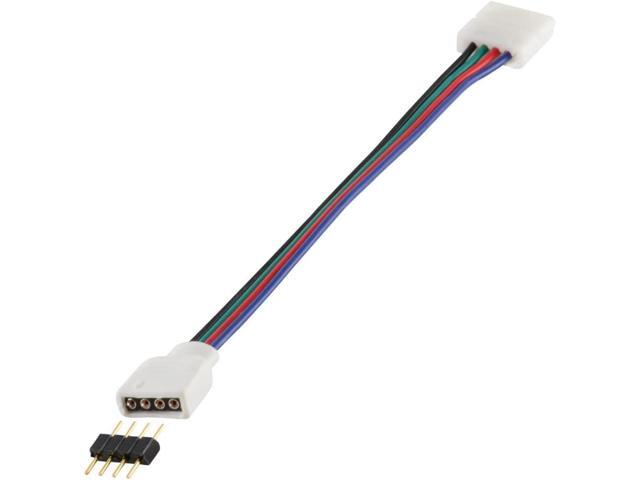 4-wire Solderless Clip to 4-pin Male 6-inch Cable for RGB LED Strip ...