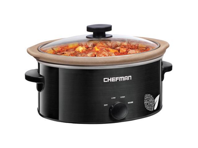 Chefman RJ15-5-N 5 Qt. Slow Cooker with Natural Stoneware Insert ...