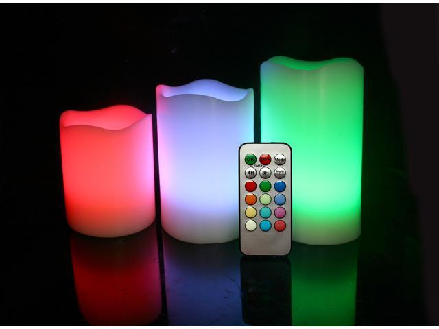 Candle Choice Candle Set of 3 Round Melted Edge Remote Controlled Multi ...