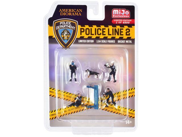 "Police Line 2" 6 piece Diecast Set (4 Police Figures 1 Dog Figure and ...