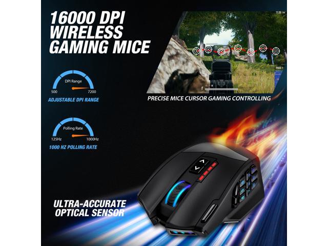UtechSmart Venus Pro RGB Wireless MMO Gaming Mouse, 16,000 DPI Optical ...