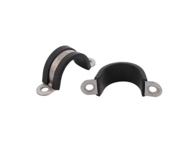 10Pcs 25mm Dia Rubber Lined U Shaped Stainless Steel Hose Pipe Clips ...