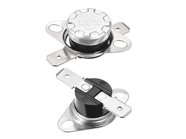 KSD301 Thermostat, Temperature Control Switch 110°C 10A Normally Closed N.C 6.3mm Pin 2pcs ...