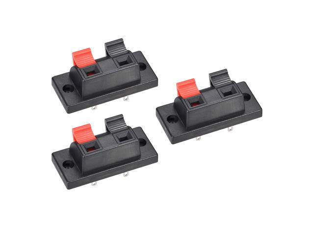 2 Way Spring Speaker Terminal Clip Push Release Connector Audio Cable ...