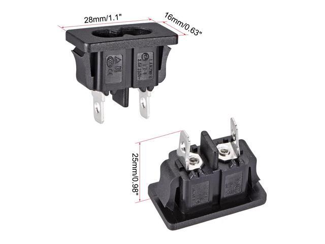 C8 Panel Mount Plug Adapter 250V AC 2.5A 2 Pins IEC Inlet Module Plug ...