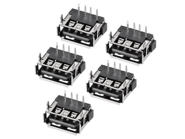 PCB USB Connector Type-A Female Jack Short Body 90 Degree Straight ...