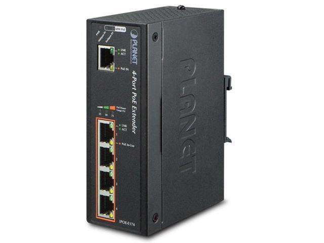 Planet IPOE-E174 1-Port Ultra PoE to 4-Port 802.3af/at Gigabit PoE ...