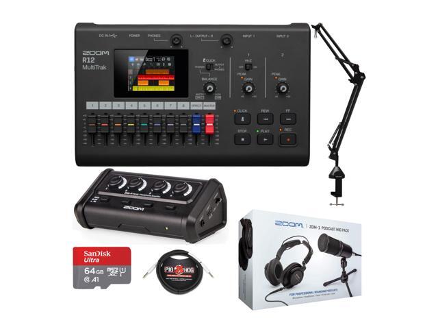 Zoom R12 Multi-Track Portable Recorder with Accessory Kit and Amplifier ...