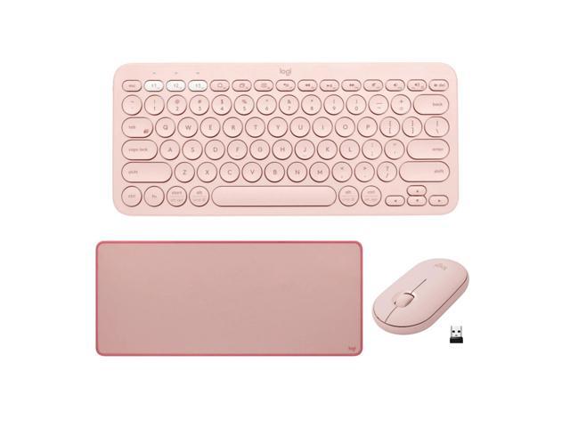 Logitech Pebble M350 Wireless Mouse with K380 Keyboard (Rose) and Desk ...