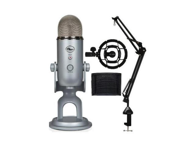 BLUE Microphones Yeti USB Microphone (Silver) with Boom Arm & Mount ...