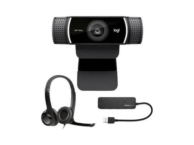 Logitech C922 Pro Stream 1080p Webcam with H390 USB Headset and 4-Port ...