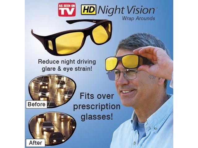 HD Night Vision Wrap Around Glasses - Fits over Prescrition Glasses ...