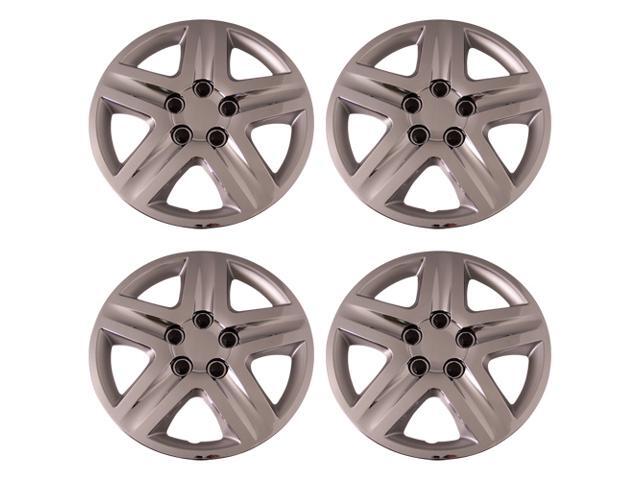 Set of 4 Chrome 17 Inch Aftermarket Replacement Hubcaps with Metal Clip ...