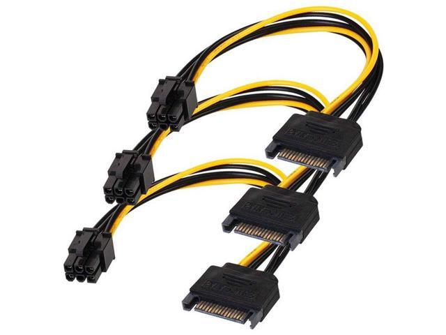 SATA 15 pin to 6 Pin Power Cable 3-Pack 15 pin SATA to 6 pin pci ...