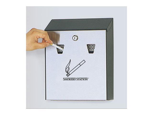 Smokers' Station Wall Mounted Receptacle, 10"w x 3"d x 12 1/2"h, Black ...