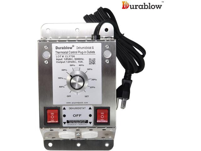 Durablow Stainless Steel Plug-In 2 Outlets + Dehumidistat Control for ...